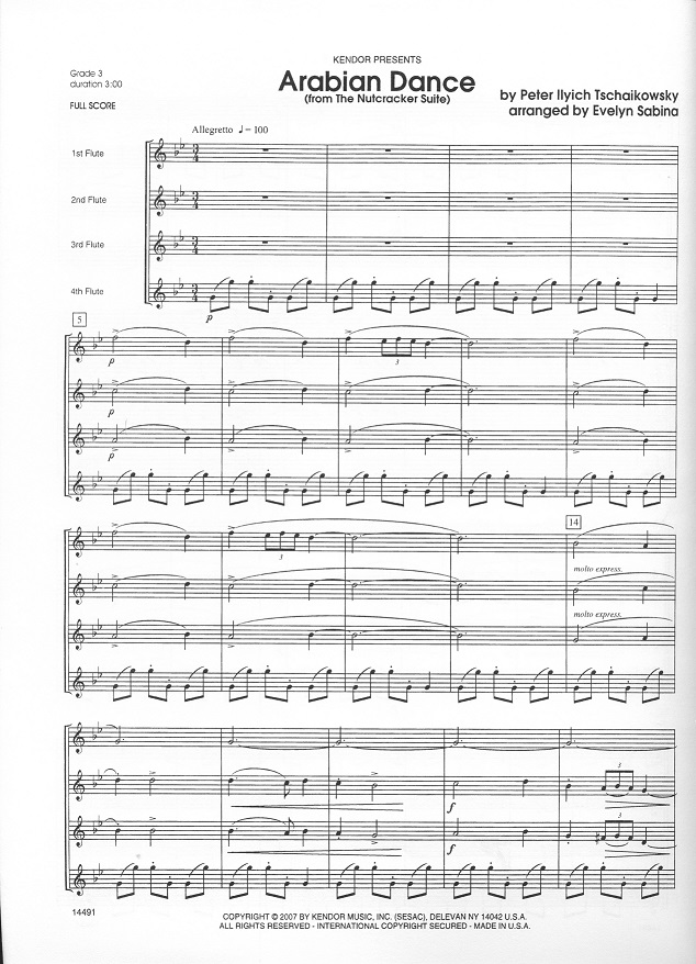 Buy Arabian Dance (from The Nutcracker Suite) Online at $11.95 - Flute ...