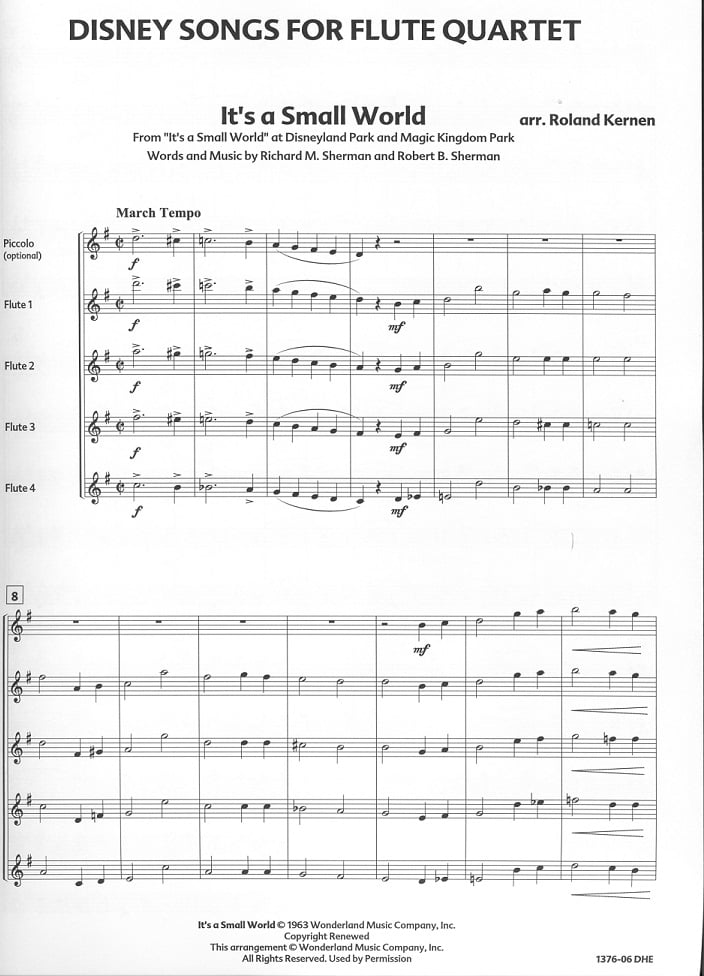 Buy Disney Songs for Flute Quartet Online at $21 - Flute World