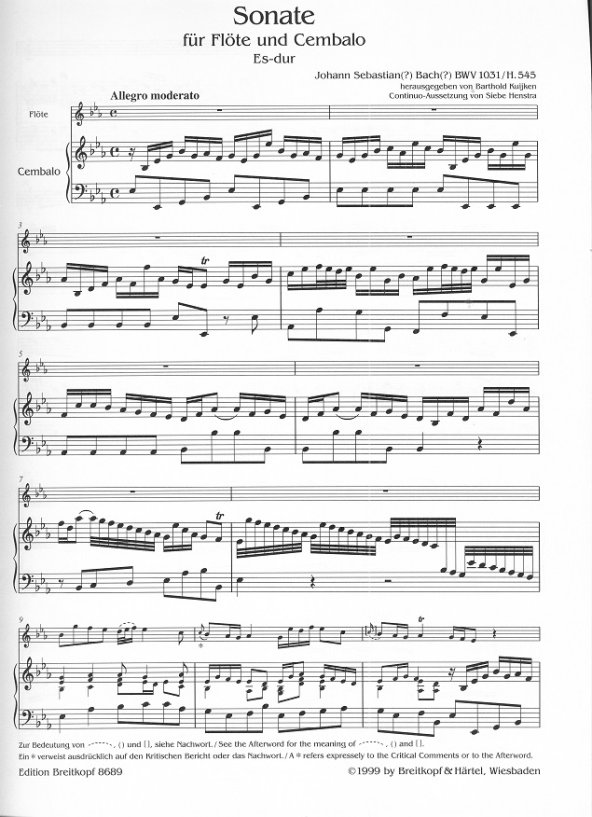 Buy Sonata in Eb (BWV1031) Online at $21.95 - Flute World