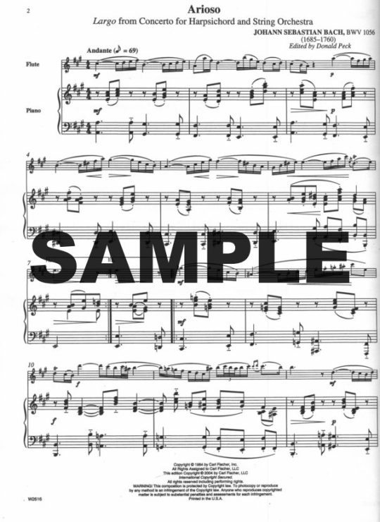 Buy Arioso - Largo from BWV1056 (with CD) Online at $15.99 - Flute World