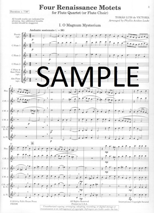 Buy Four Renaissance Motets Online at $29.99 - Flute World