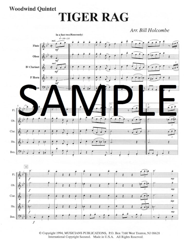 Buy Tiger Rag for Woodwind Quintet Online at $13.5 - Flute World