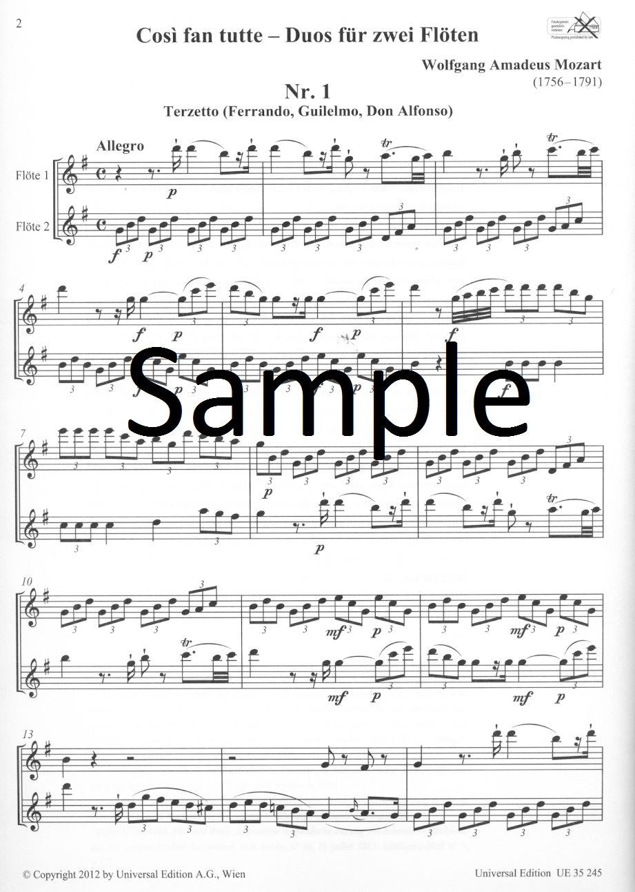 Buy Cosi Fan Tutte (score form) Online at $19.95 - Flute World