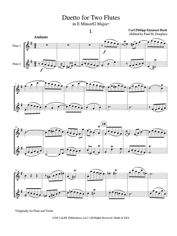 Buy Duetto for Two Flutes (Score Only) Online at $14 - Flute World