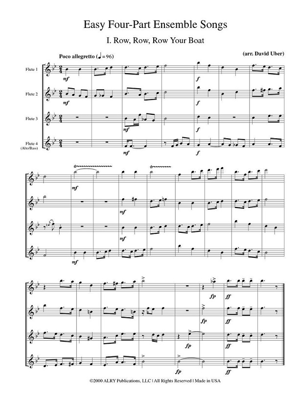 Buy Easy Four-Part Ensemble Songs Online at $24 - Flute World