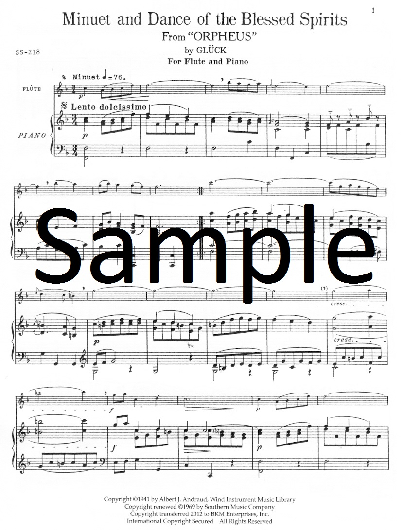 Buy Minuet & Dance of the Blessed Spirits Online at $8.99 - Flute World