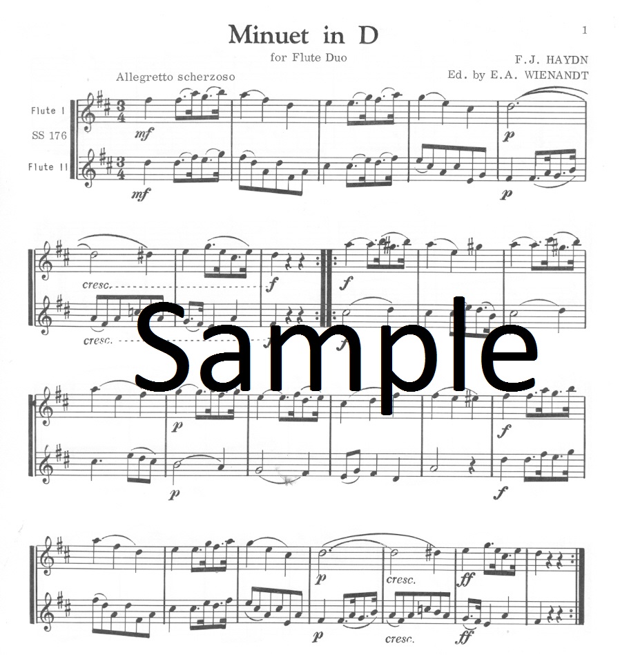 Buy Minuet on D (score form) Online at $11.25 - Flute World