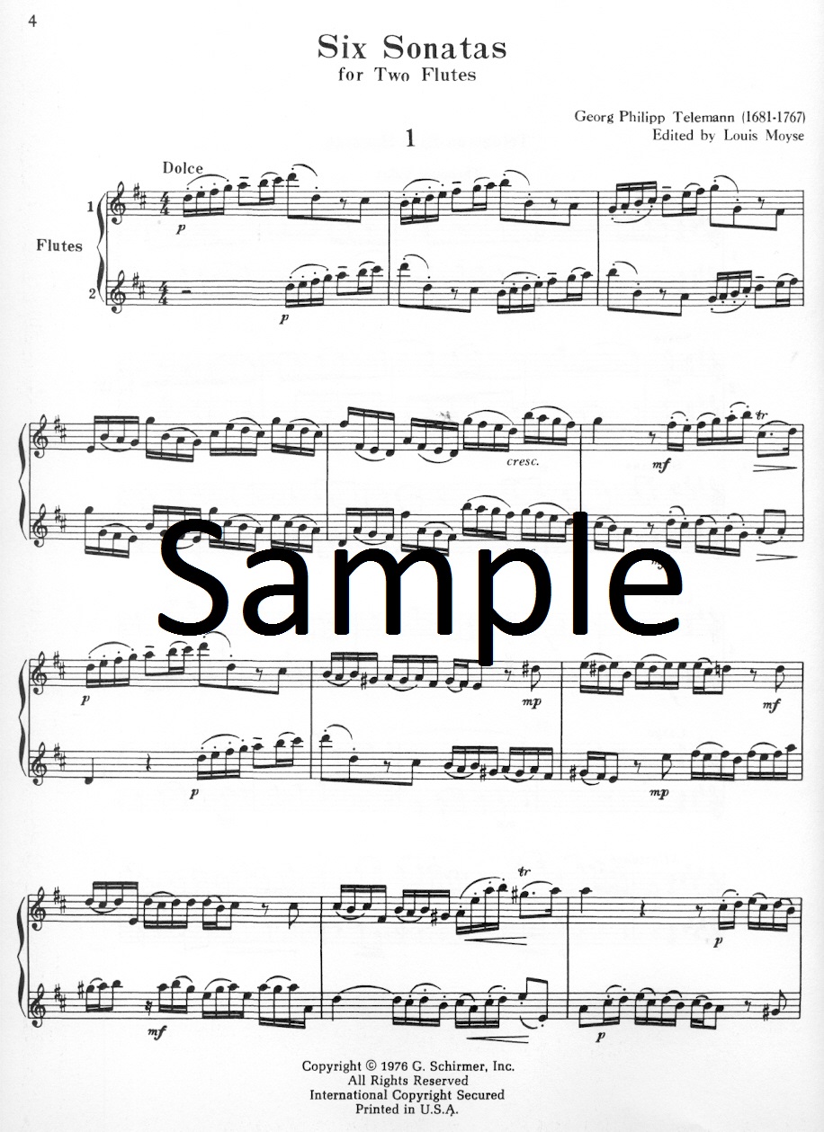 Buy Op2 Six Sonatas (complete) (score form) Online at $14.99 - Flute World