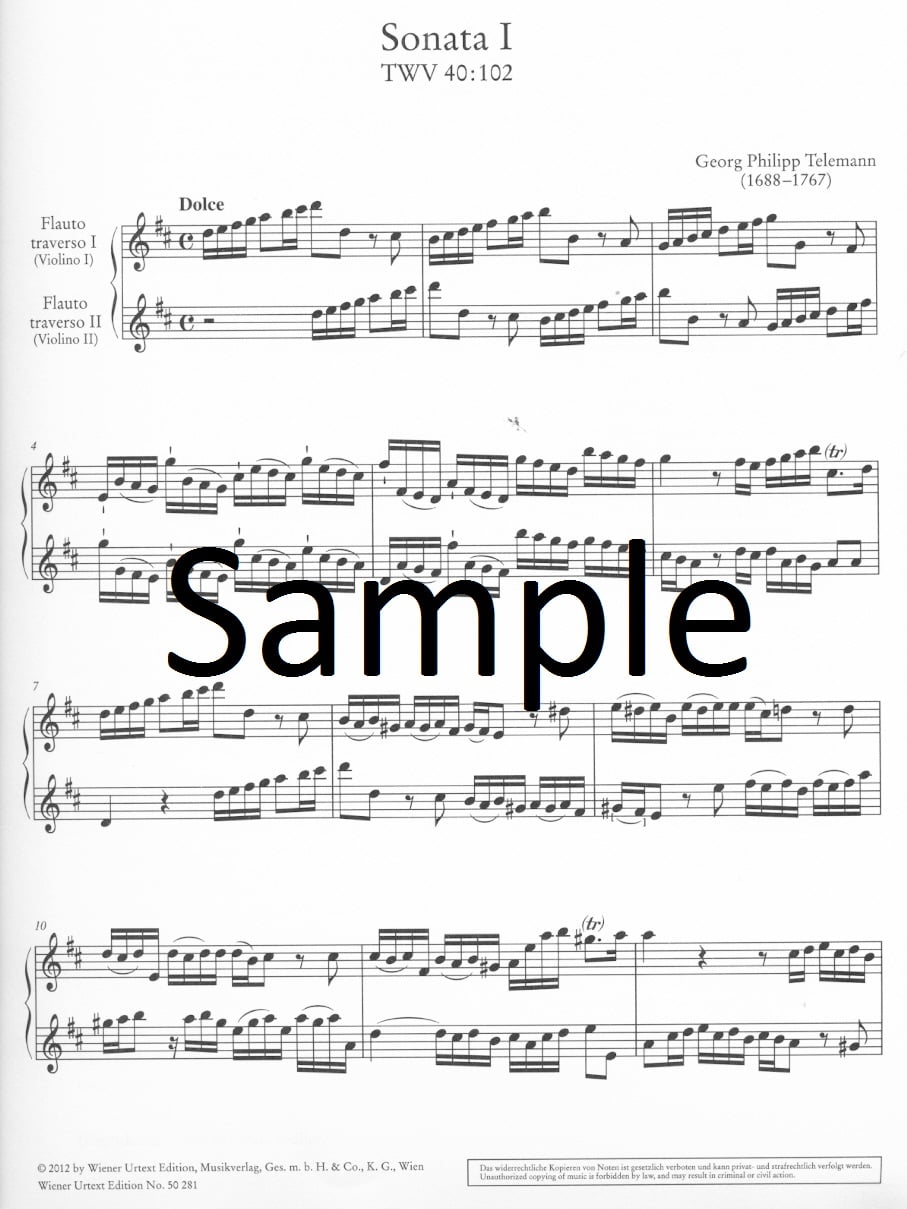 Buy Op2 Sonatas for Two Flutes (TWV 40:101-106) (ed.Reutter&Schrage ...