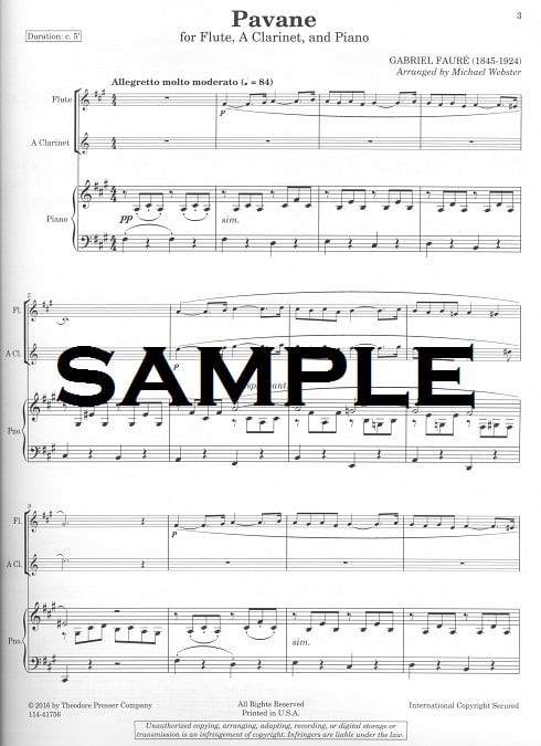 Buy Pavane for flute, clarinet and piano Online at $21.99 - Flute World