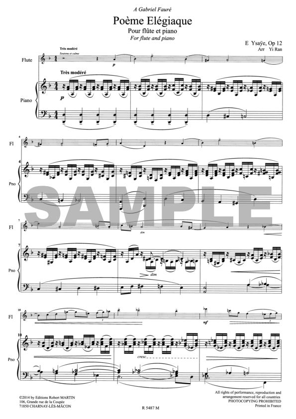 Buy Poeme Elegiaque Op12 (Poem Elegiac) Online at $31.95 - Flute World
