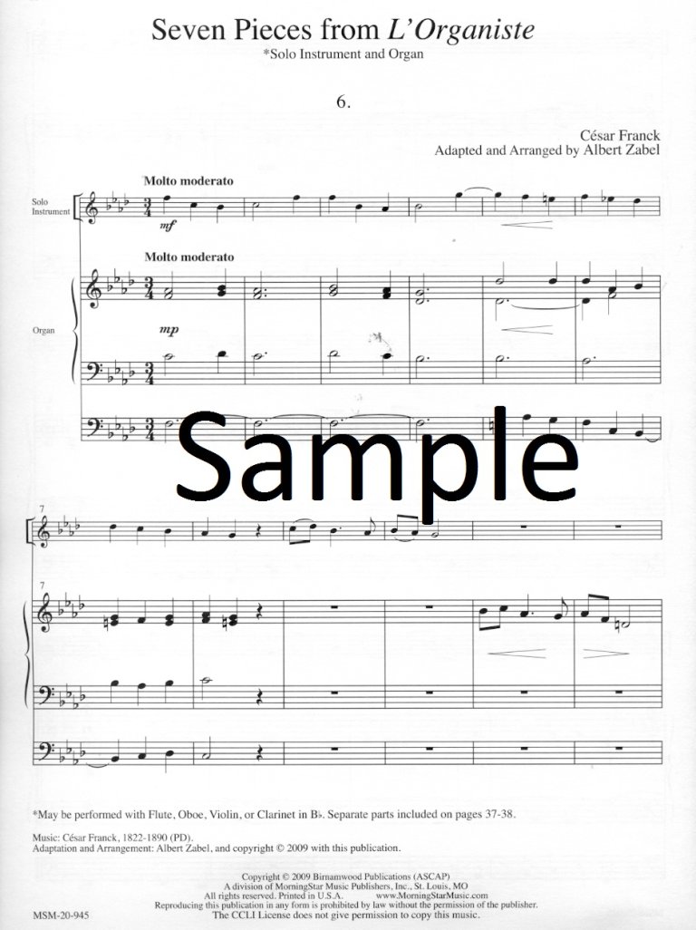 Buy Seven Pieces from L'Organiste (ed.Zabel) Online at $19 - Flute World