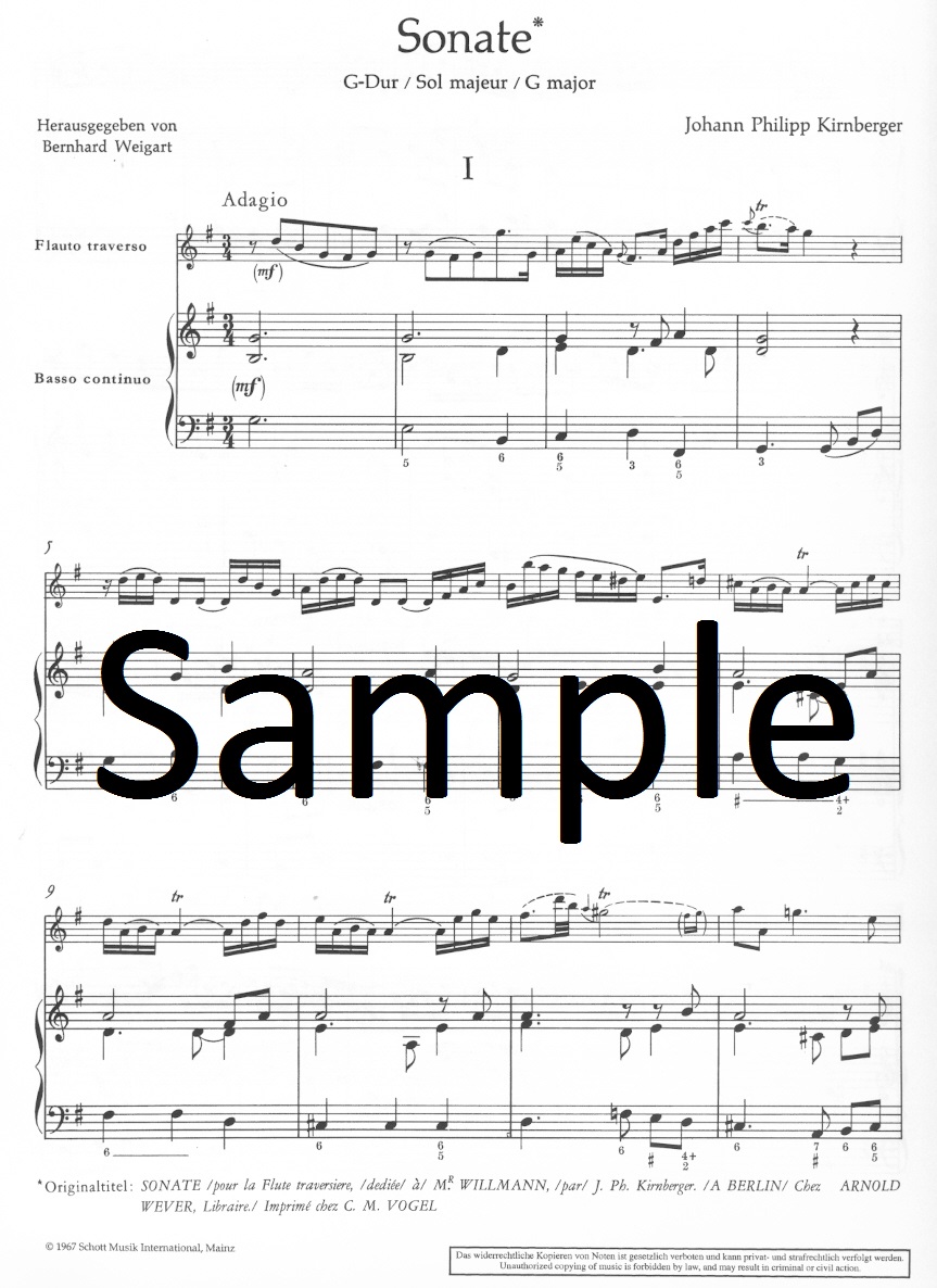 Buy Sonata in G (ed.Weigart) Online at $22.99 - Flute World