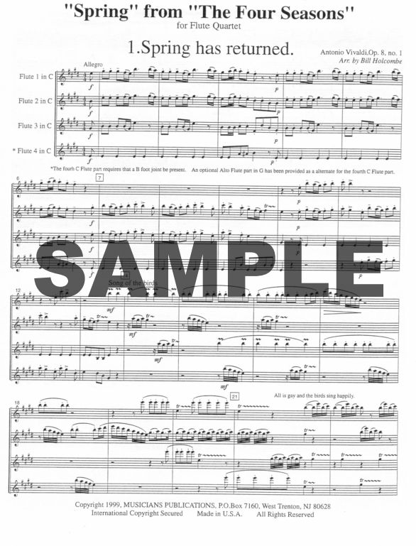 Buy Spring from "The Four Seasons" Op8 #1 Online at $25 - Flute World