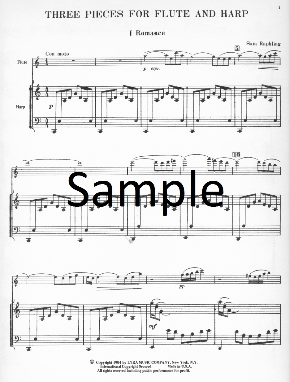 Buy Three Pieces for Flute and Harp Online at $12 - Flute World