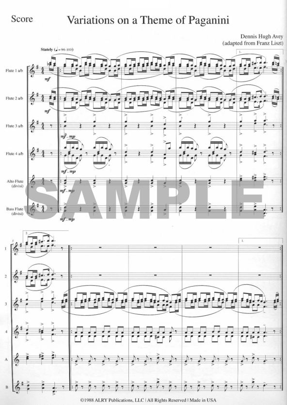 Buy Variations on a Theme of Paganini Online at $21 - Flute World