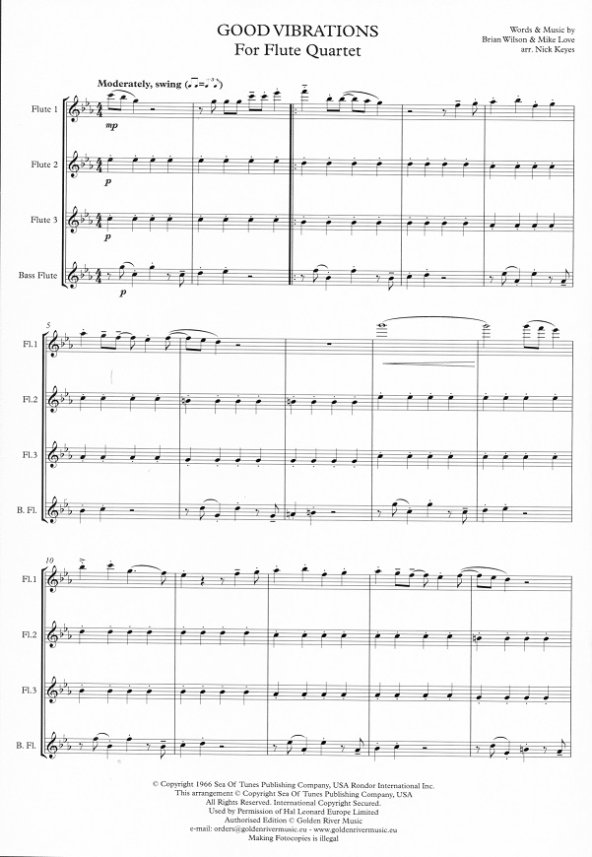 Buy Good Vibrations for Flute Quartet Online at $34.95 - Flute World