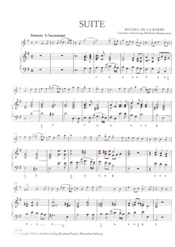 Buy Suite in G-major "Sonata L'inconnue" Online at $19.95 - Flute World